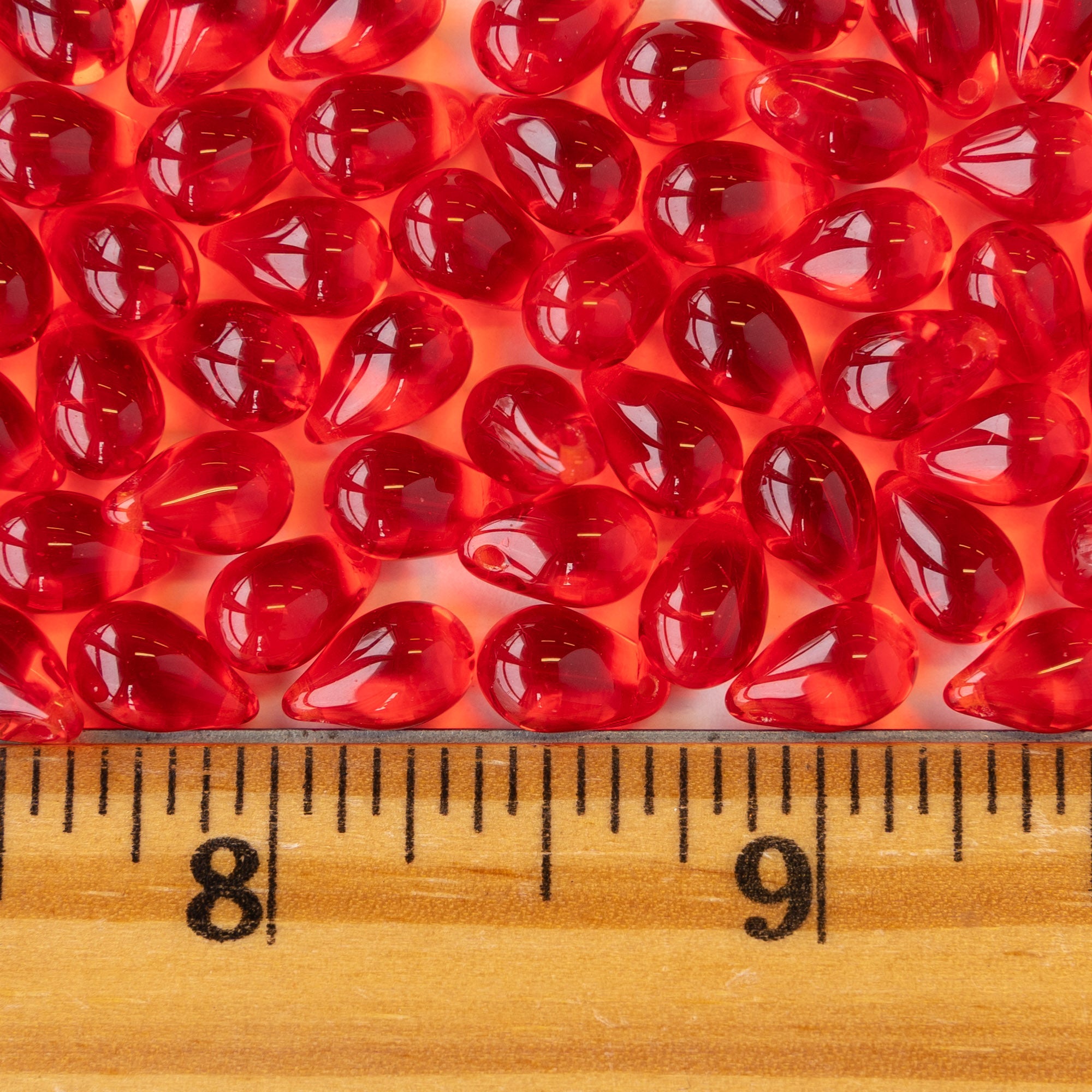 6x9mm Glass Teardrop Beads - Red - 50 Beads – funkyprettybeads