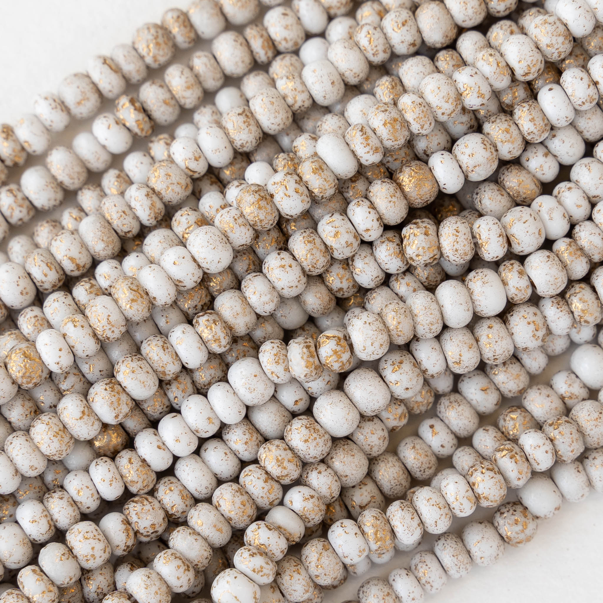 Size 6 Seed Beads - Opaque White with Gold Dust - Choose Amount ...